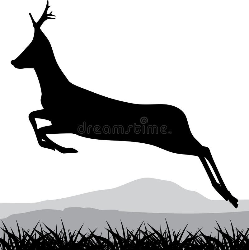 Silhouette of a Running Deer Stock Vector - Illustration of mountain ...