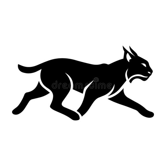 Silhouette a Running Lynx Icon Wild Cat Predator Stock Illustration ...
