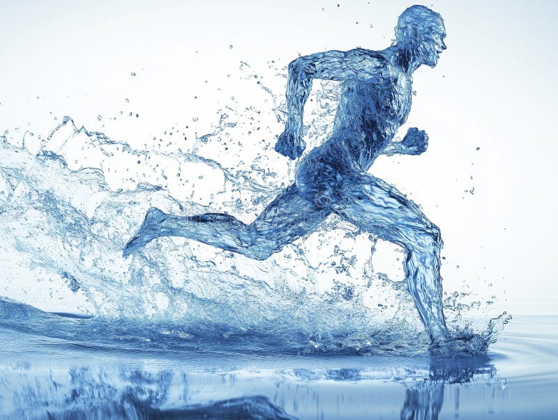 Silhouette of a Running Man Made of Water Stock Illustration ...