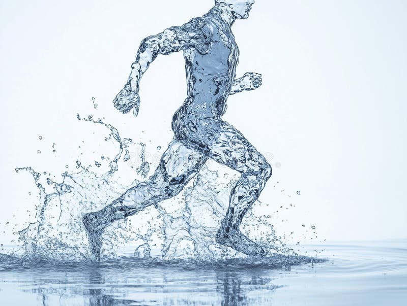 Silhouette of a Running Man Made of Water Stock Illustration ...