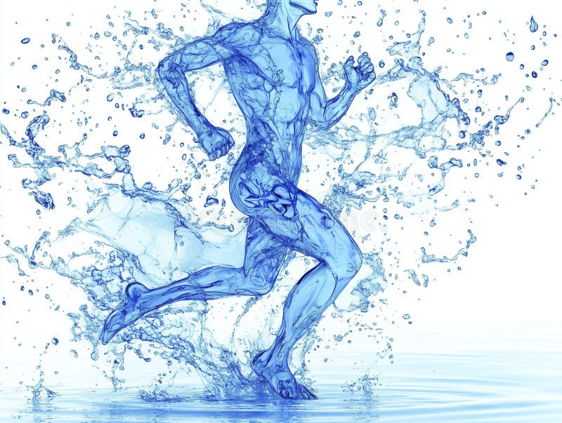 Silhouette of a Running Man Made of Water Stock Illustration ...