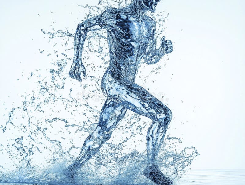 Silhouette of a Running Man Made of Water Stock Illustration ...