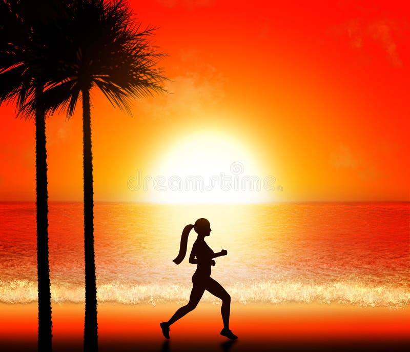 Beach Illustration Running Sunset Stock Illustrations – 191 Beach ...