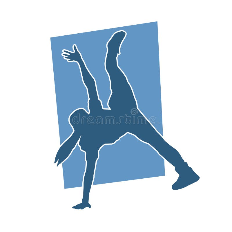 Silhouette of a Female Dancer Doing Hand Stand Pose. Stock Vector ...