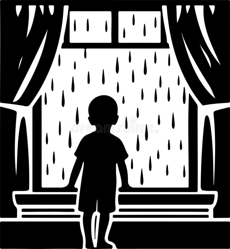 Child Watching Rain Window Stock Illustrations – 38 Child Watching Rain ...