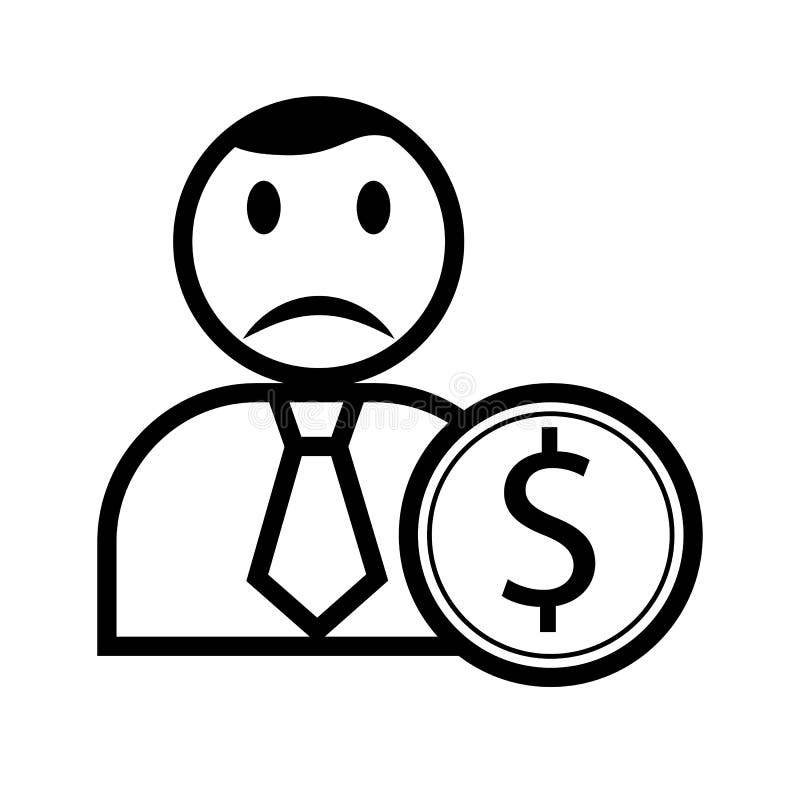 Silhouette of a Sad Man and a Coin with a Dollar Symbol Stock Vector ...