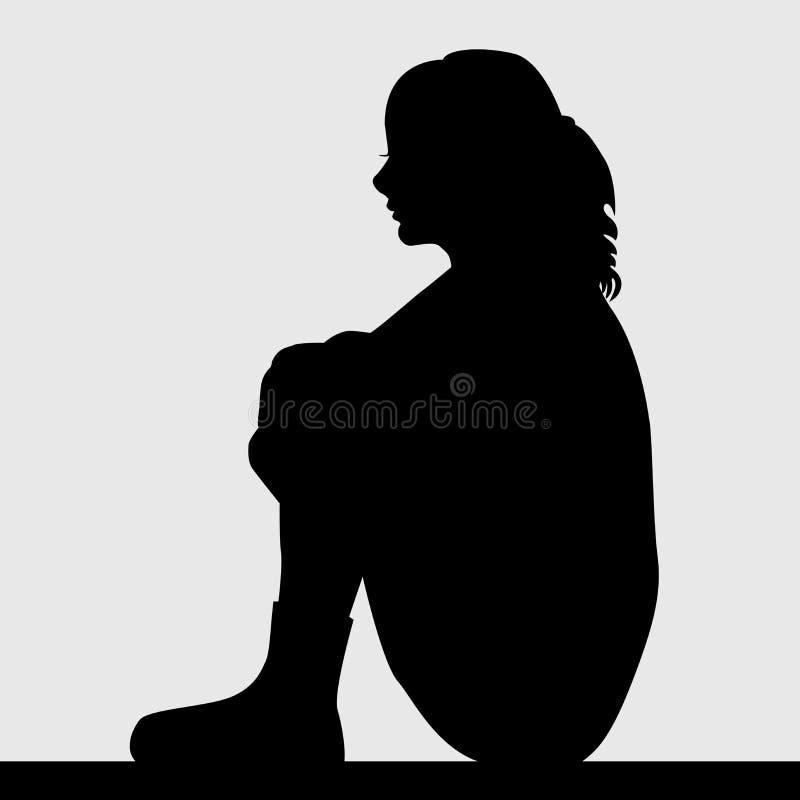 Silhouette of sad woman stock vector. Illustration of violence - 80198994