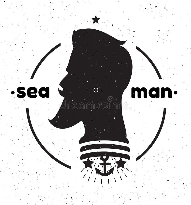 Silhouette of a Sailor S Head. Black and White Sailor S Head L Stock ...