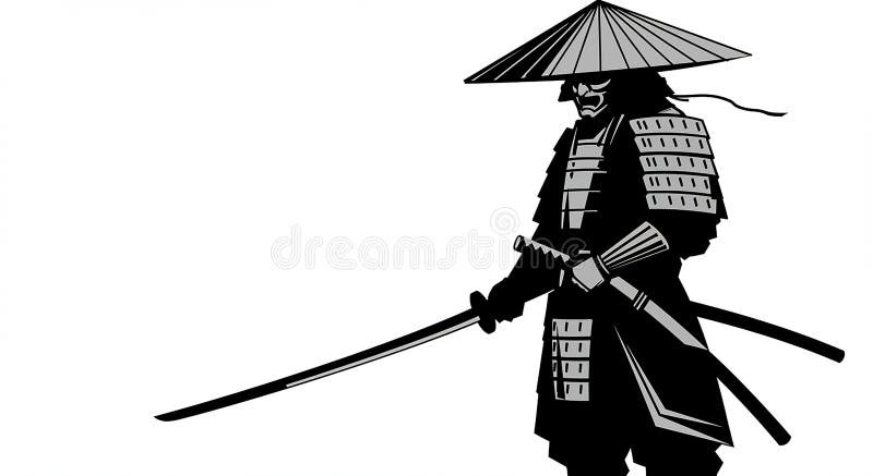 Silhouette of a Samurai in Traditional Armor, Wielding a Katana. the ...