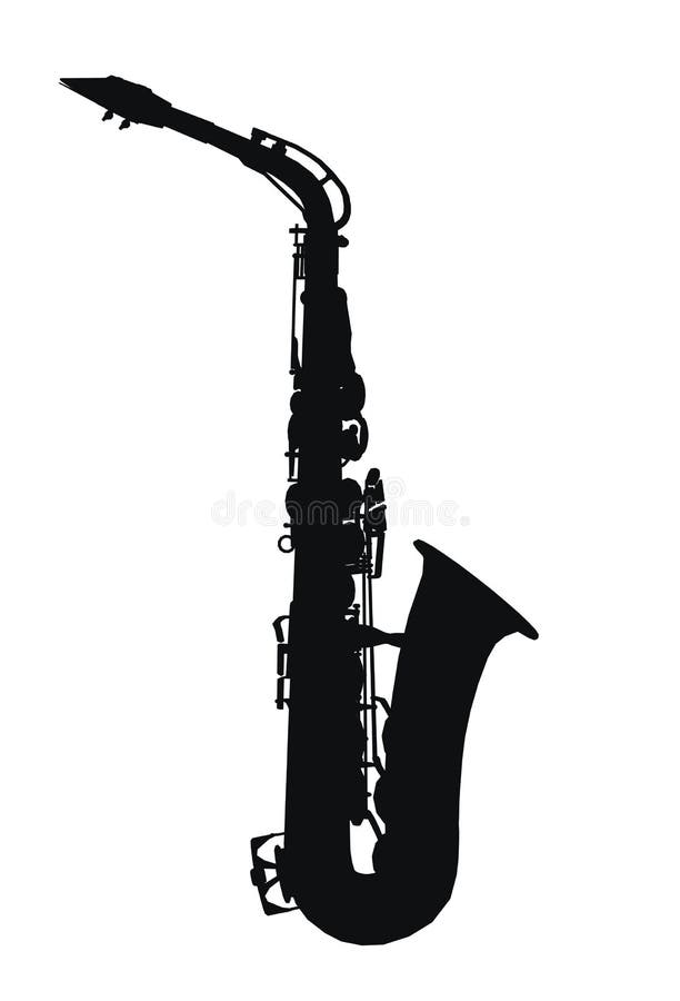 Silhouette of a saxophone stock illustration. Illustration of ...