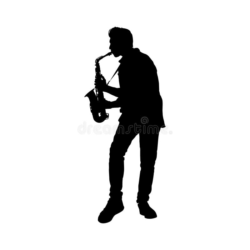 Silhouette of a Saxophone Player Performing Vector Stock Vector ...