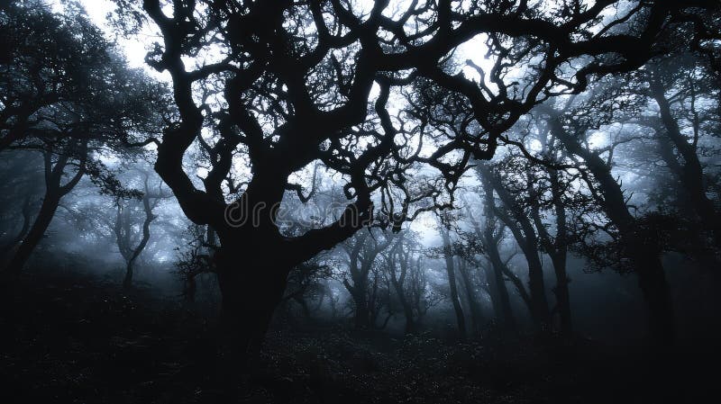 Silhouette scary tree stock illustration. Illustration of tree - 375553962