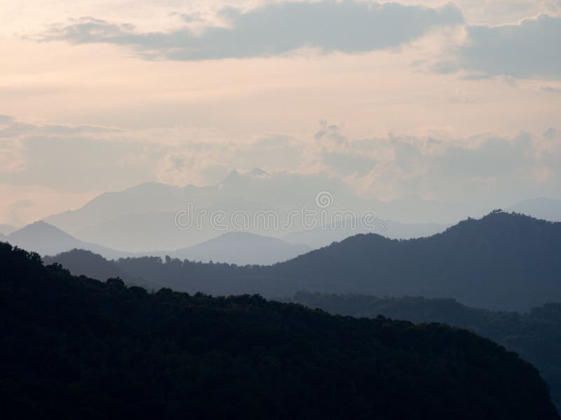 Silhouette of the Scenic Mountains in the Blue Hour Stock Image - Image ...
