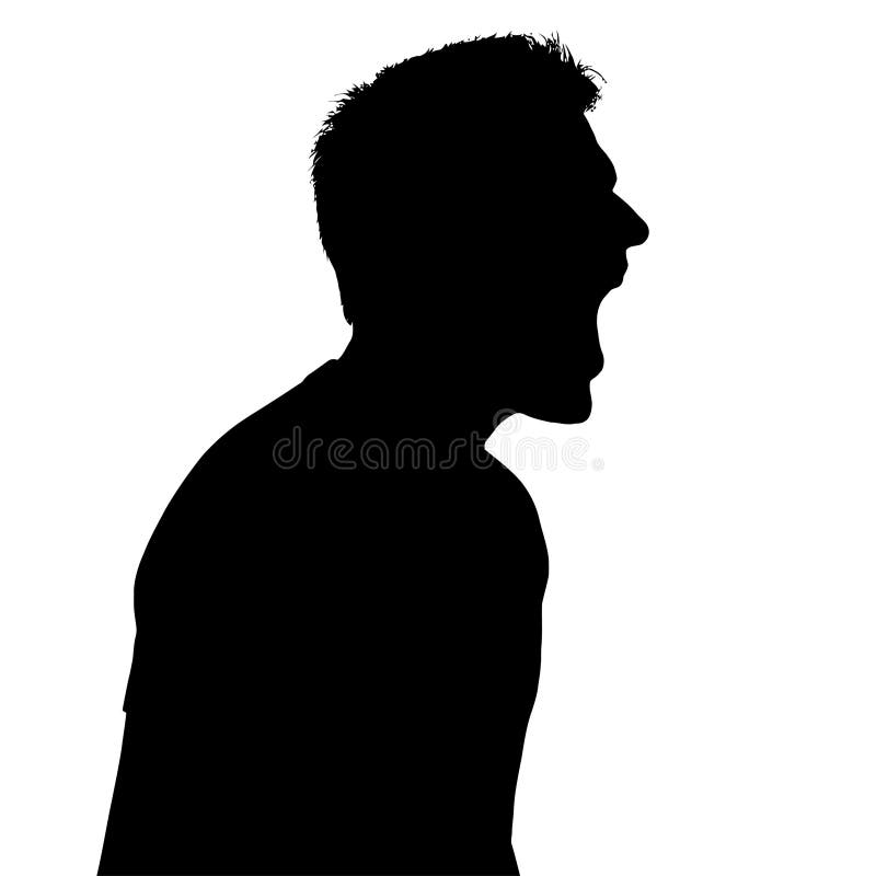 Silhouette of Screaming Man Angry Shouting Profile Head Expression ...