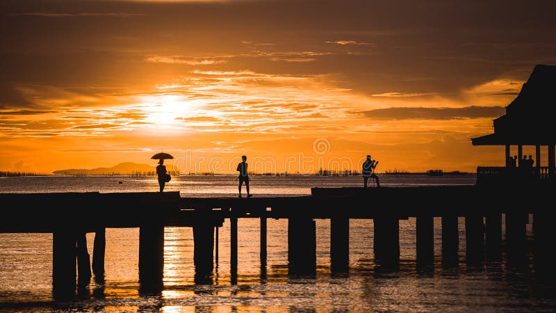 Silhouette stock image. Image of landscape, bridge, water - 65536643