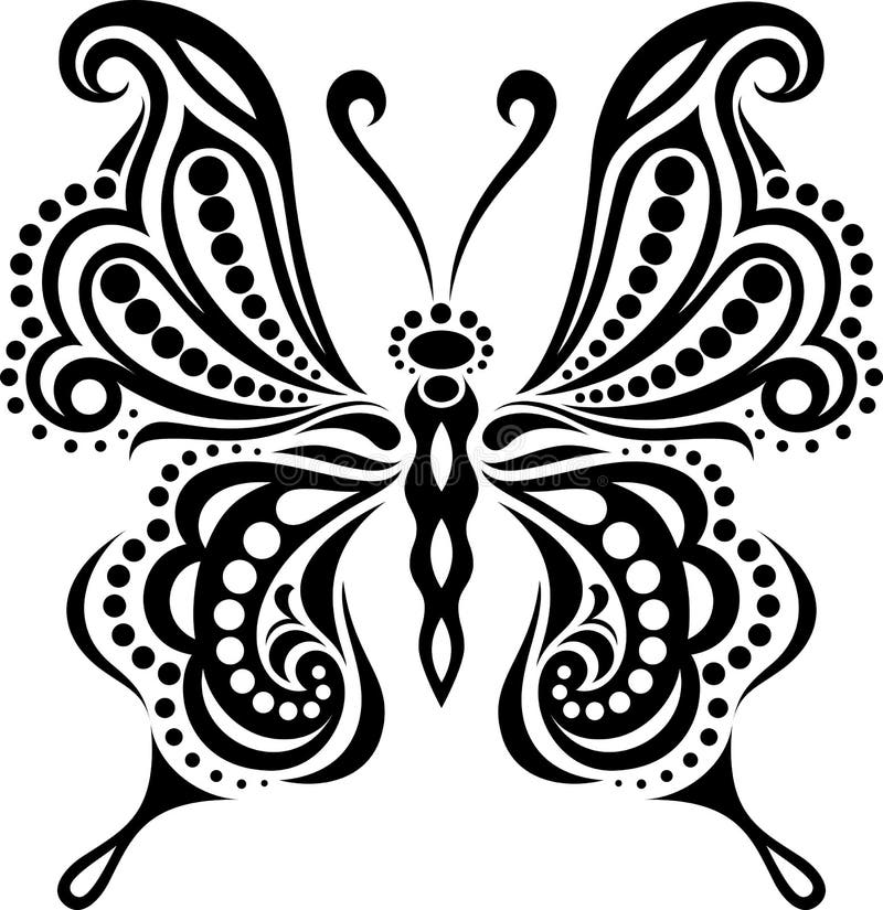 Silhouette Sensible De Papillon Dessin Des Lignes Et Des Points Image ...