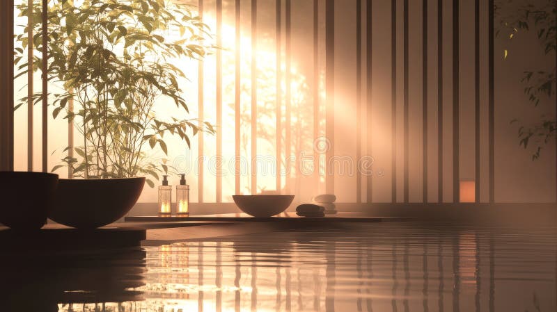 Silhouette of a Serene Spa Scene with Soothing Elements. Stock ...