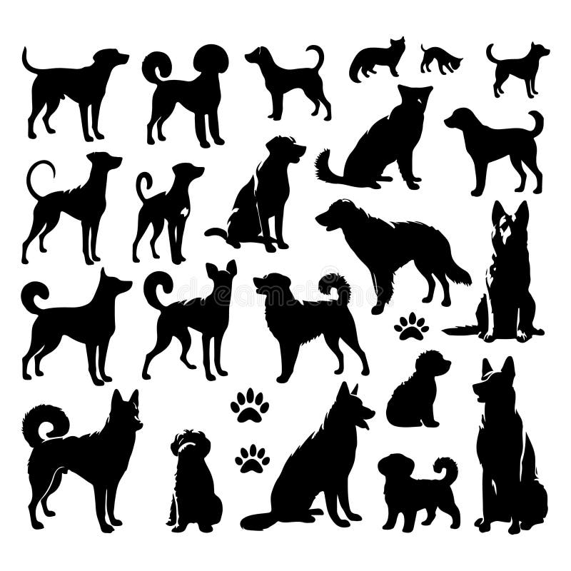 Silhouette Set of Dogs. Vector Isolated Illustration Stock Vector ...