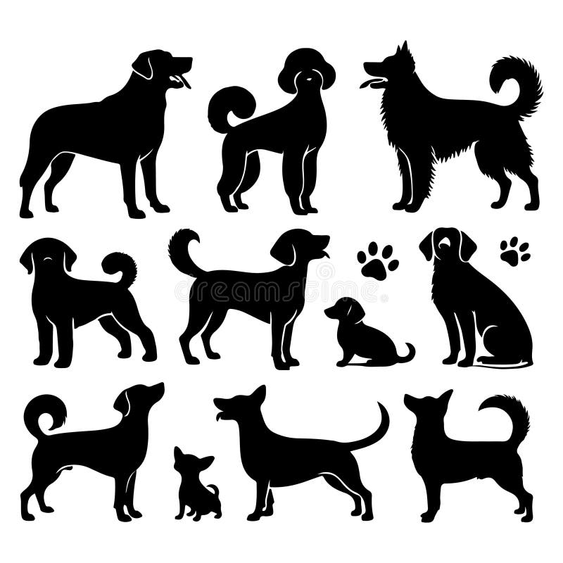Silhouette Set of Dogs. Vector Isolated Illustration Stock Vector ...