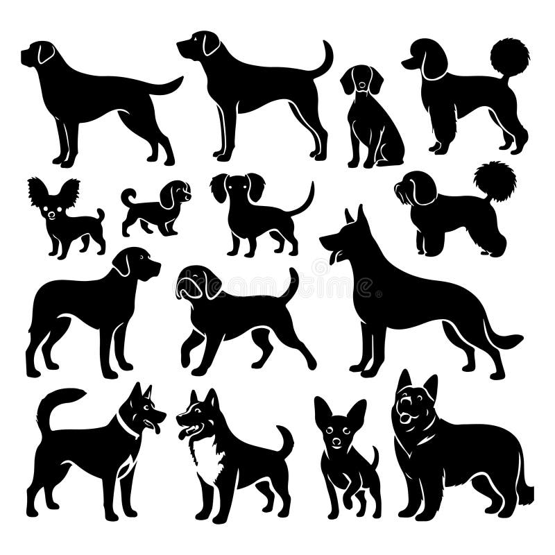 Silhouette Set of Dogs. Vector Isolated Illustration Stock Vector ...