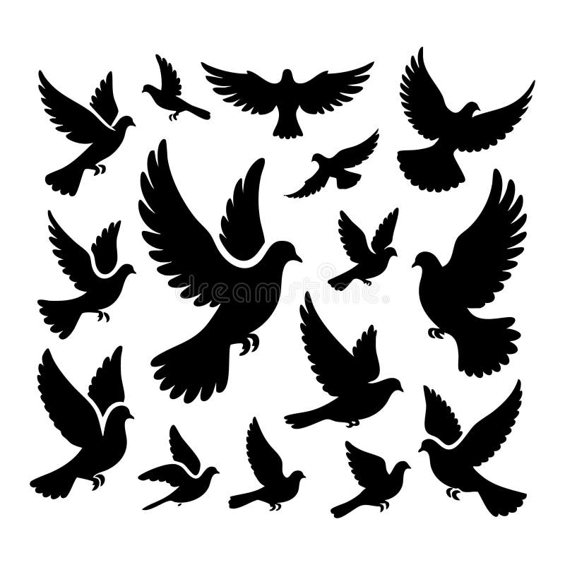 Silhouette set of dove stock vector. Illustration of shadow - 344156520