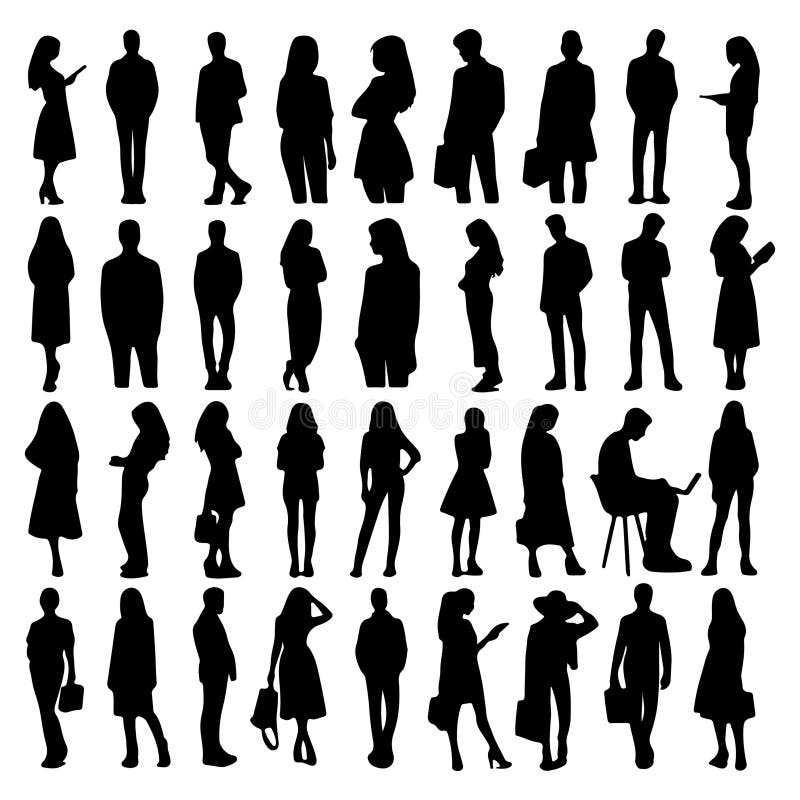 Silhouette Set of Multiple People Together Stock Vector - Illustration ...