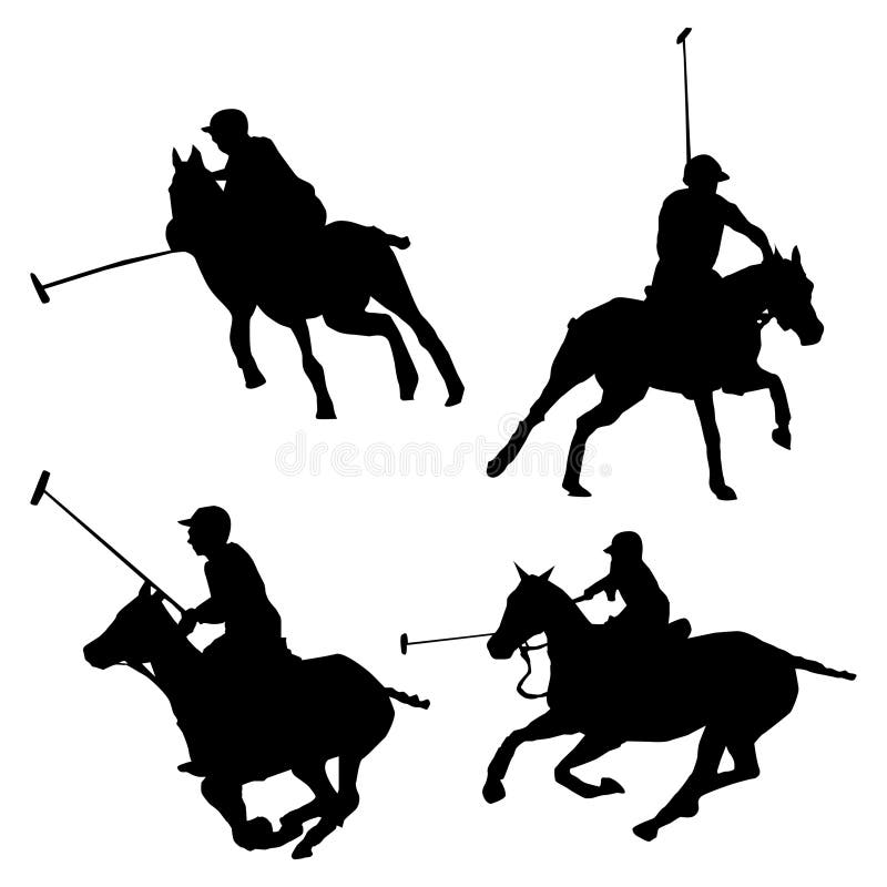 Silhouette Set of Polo Player D Stock Vector - Illustration of mallet ...