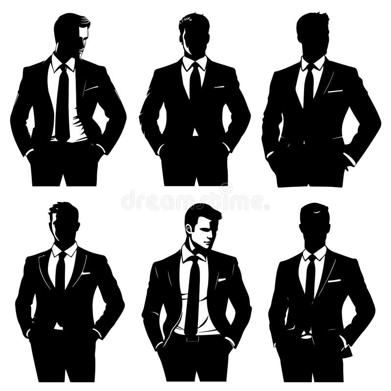 Silhouette Set of Professional Businessmen in Formal Suits with ...