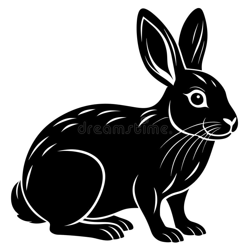 Silhouette Shadow Illustration of a Rabbit on White Vector. Stock ...