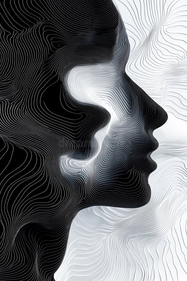 Silhouette Shadow Profile Art Design Style. Stock Illustration ...