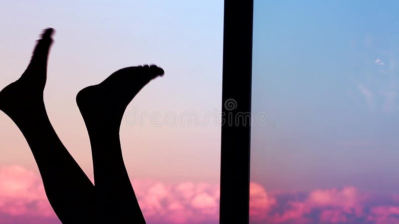 Silhouette in Shadow of a Young Woman Legs Stock Video - Video of girl ...