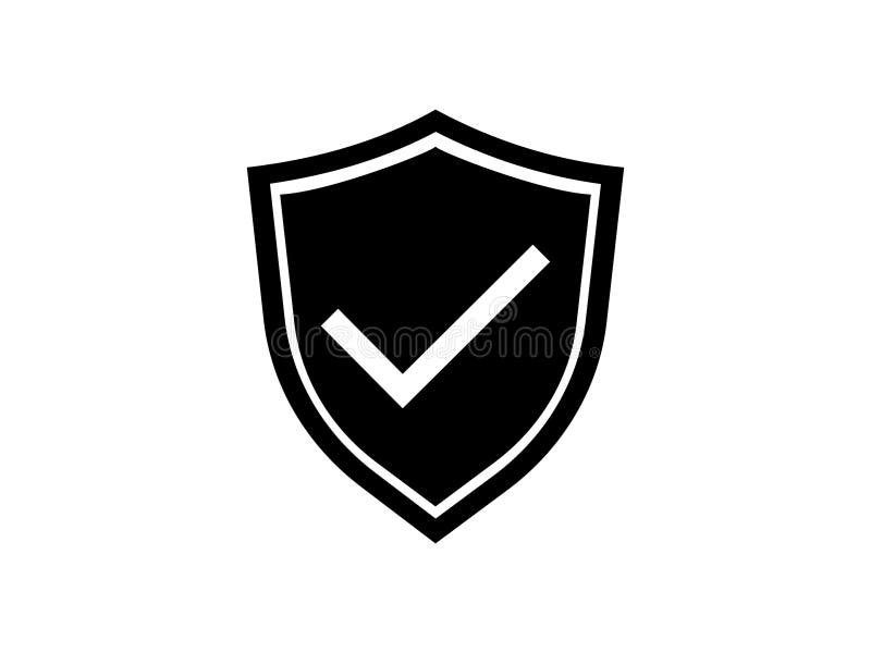 Silhouette of the Shield Icon. Protect with a Check Mark Stock Vector ...