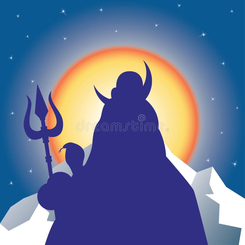 Silhouette Shiva Against the Sun Stock Vector - Illustration of label ...