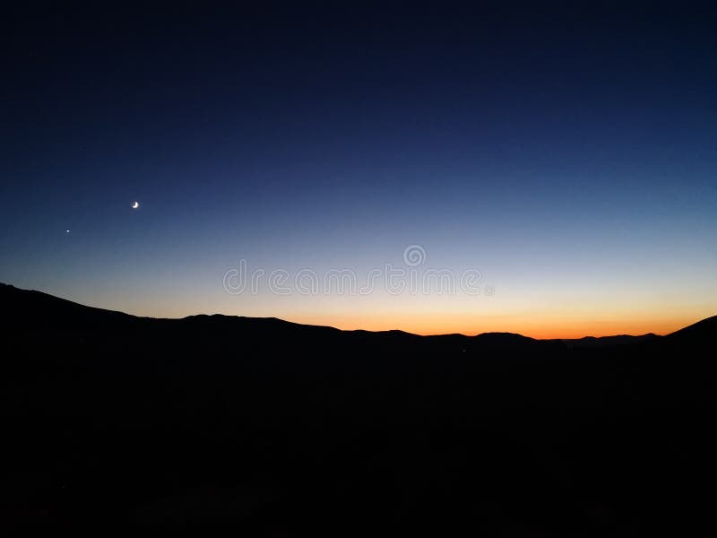 Silhouette Shot of Mountain Landscape Under a Sunset Sky Stock Image ...