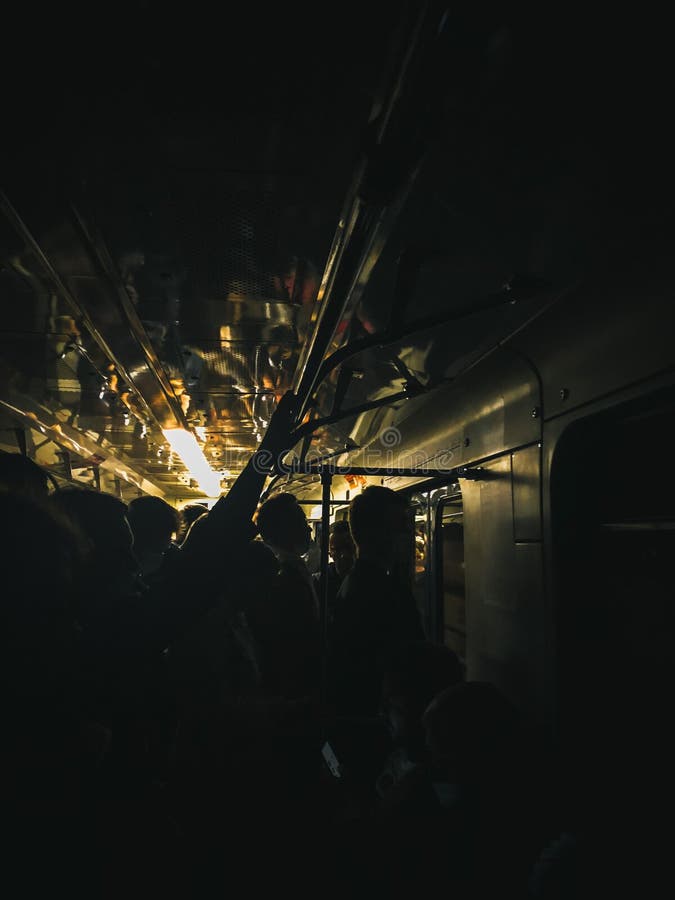 Silhouette Shot of People Standing Inside the Train Stock Photo - Image ...