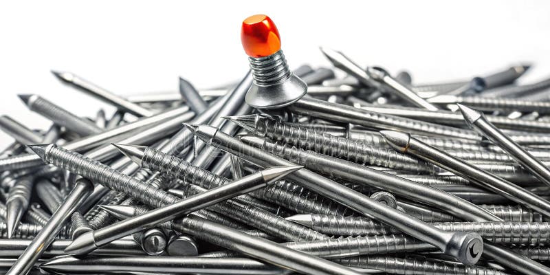 Silhouette of Silver Construction Nails on White Background a Powerful ...