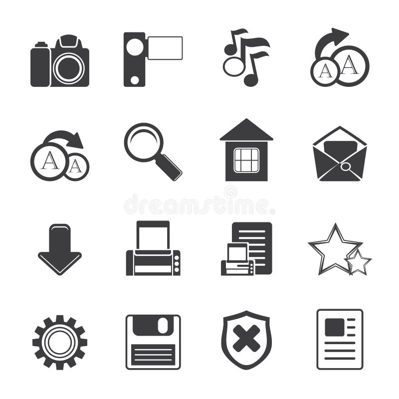 Silhouette Simple Internet and Website Icons Stock Vector ...
