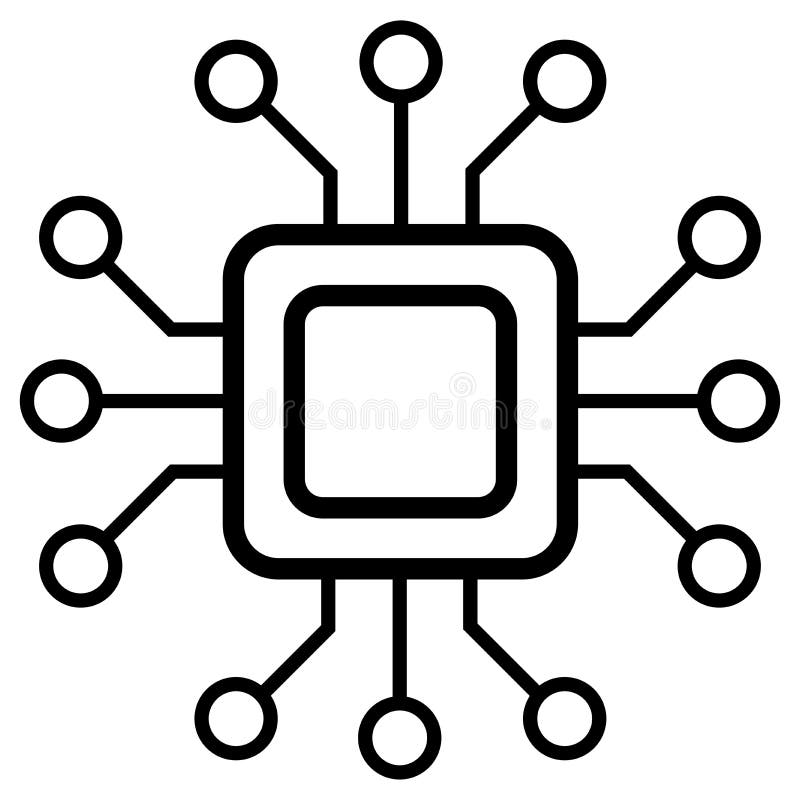 Silhouette of Simple Schematic Chip or Component for Microcircuits ...