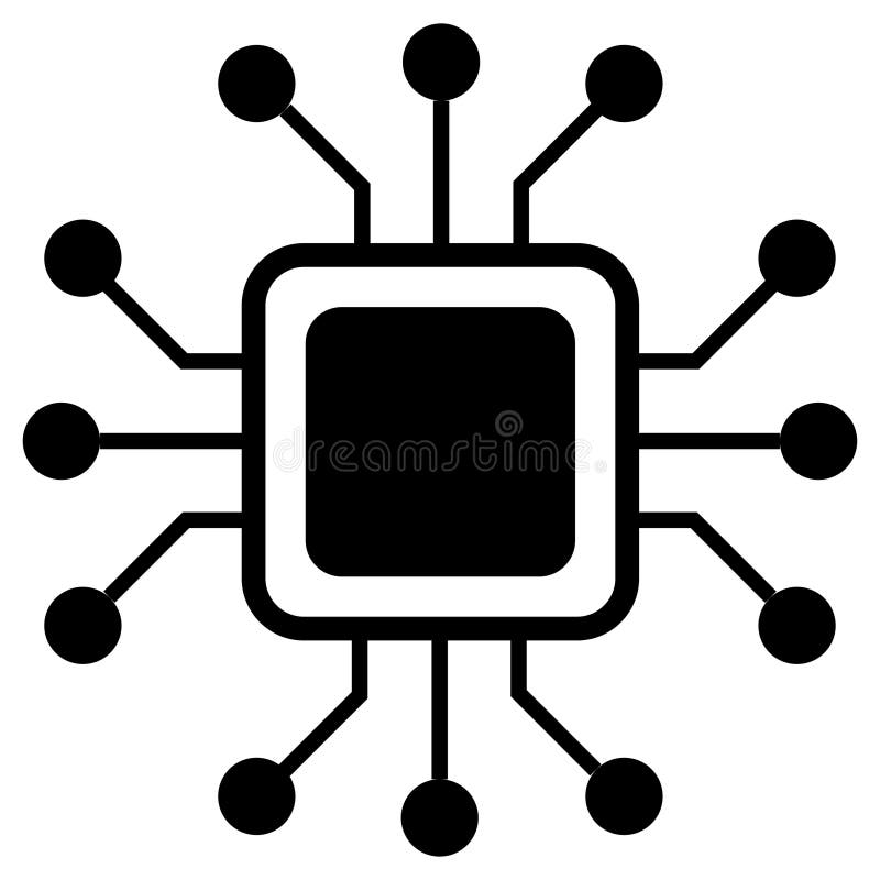 Silhouette Of Simple Isometric Schematic Chip Or Component For