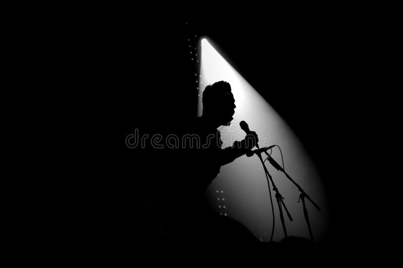 Silhouette of Singer in Backlight on Stage Stock Photo - Image of night ...