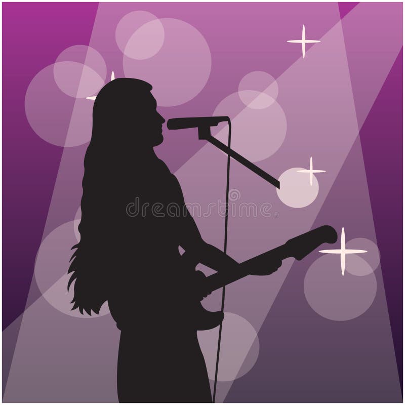 Silhouette of a Singer with a Guitar. Vector Illustration Decorative ...