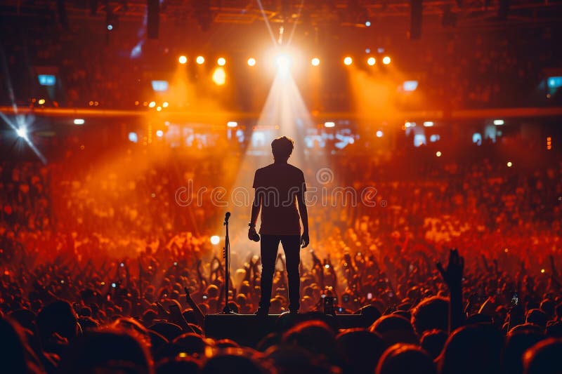 Silhouette of a Singer Performing on Stage Stock Illustration ...