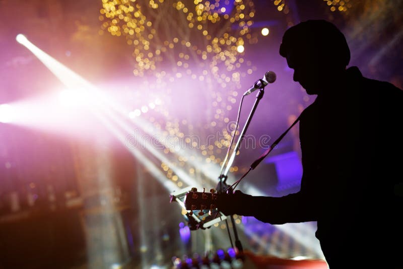 Silhouette of Singer on the Stage during the Concert Performance Stock ...