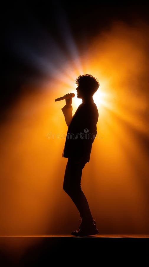 Silhouette of Singer on Stage with Dramatic Lighting Effect Stock ...