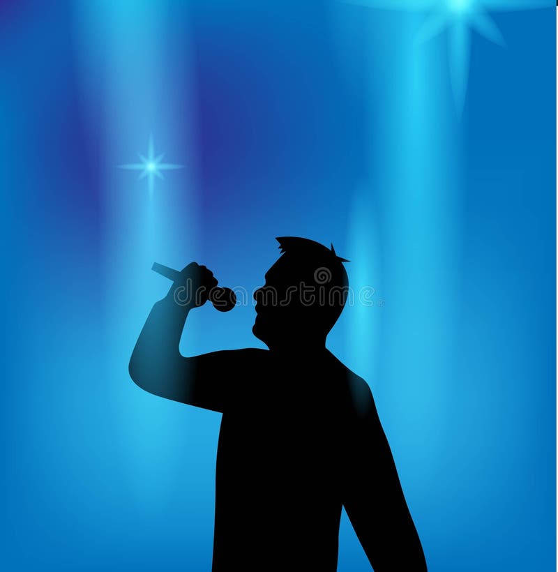 Silhouette of a Singer on Stage with Microphone Stock Vector ...