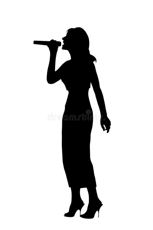Young Woman Singing on Stage Stock Vector - Illustration of mics, women ...