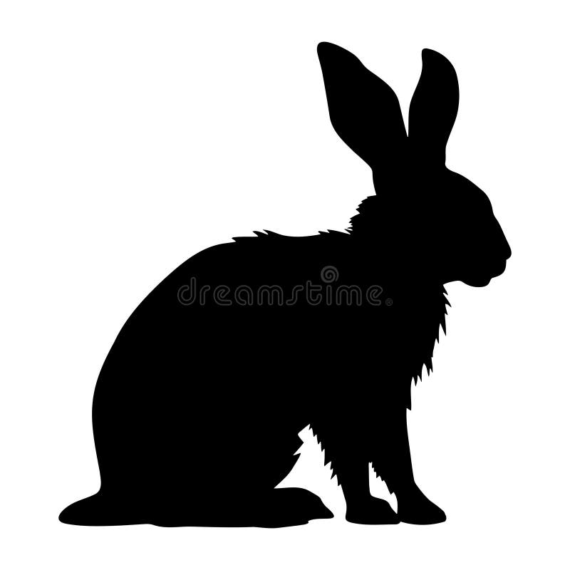 Silhouette of a Sitting Rabbit Black Vector Illustration. Stock ...