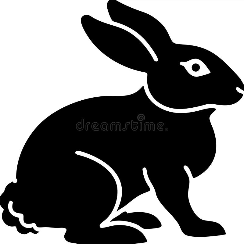 Silhouette of Sitting Rabbit in Black Vector Illustration for Animal ...
