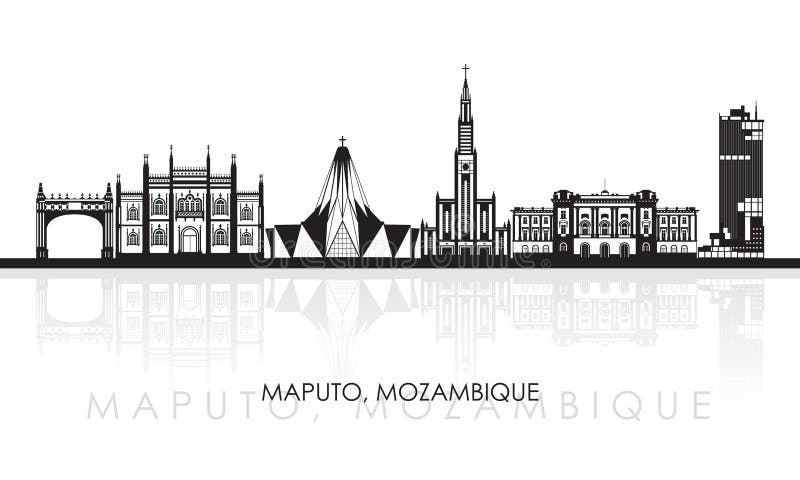 Silhouette Skyline Panorama of City of Maputo, Mozambique Stock Vector ...