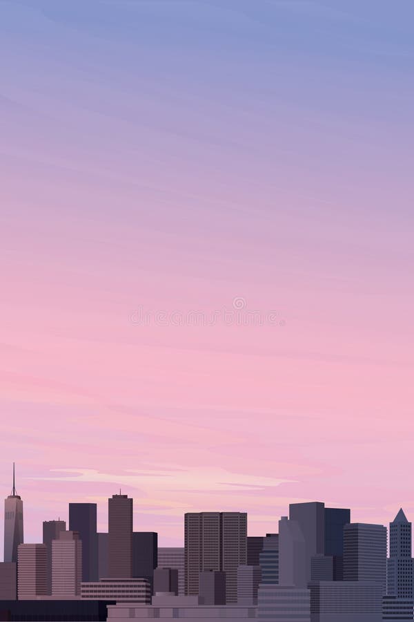 Silhouette Skyscraper Front View with Dramatic Sky Vertical Background ...